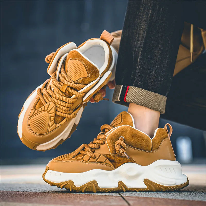 Casual Style Thick Platform Leather Sneakers – FanFreakz