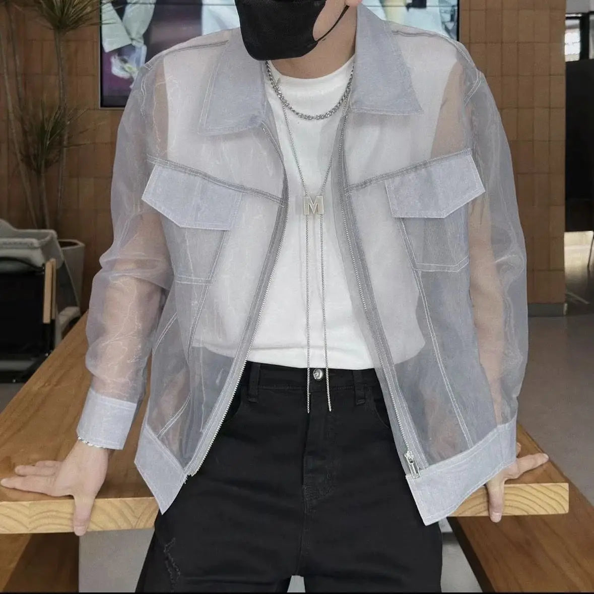 Casual Double Pocket See Through Jacket – FanFreakz