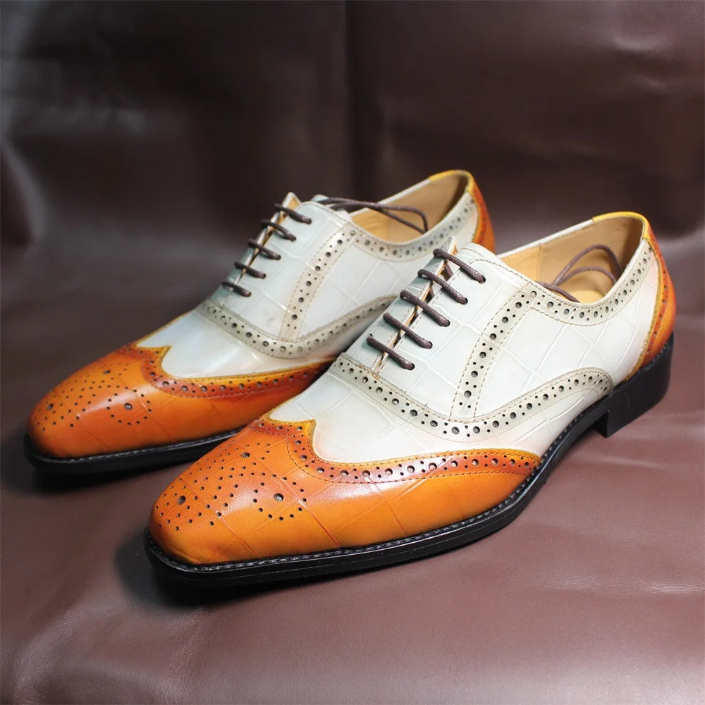 Luxury Mixed Color Men's Leather Oxford Shoes