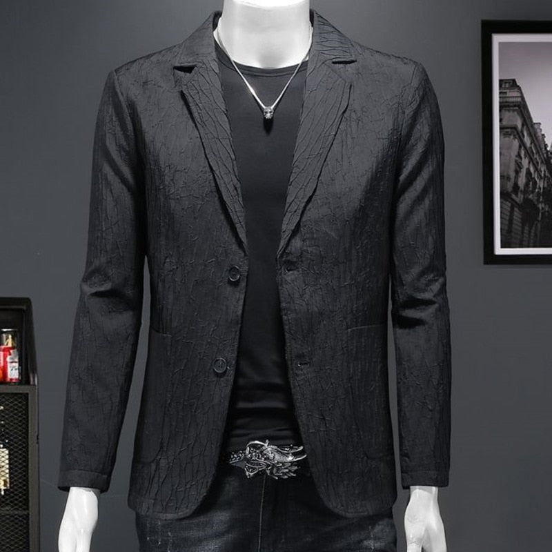 Jacquard Solid Black Color Blazer – FanFreakz