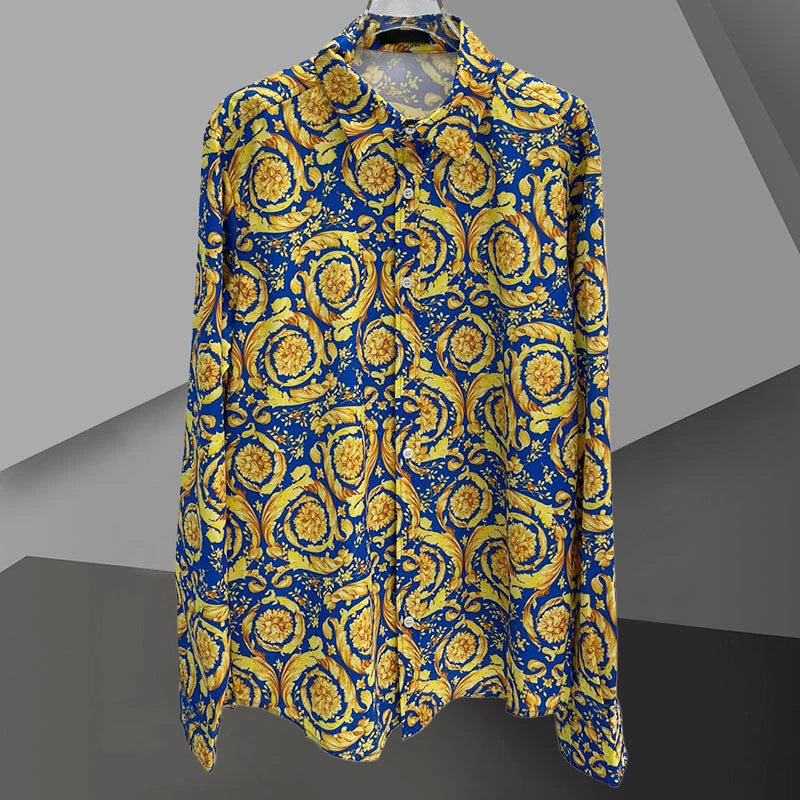 Luxury Long Sleeve Blue Yellow Shirt – FanFreakz