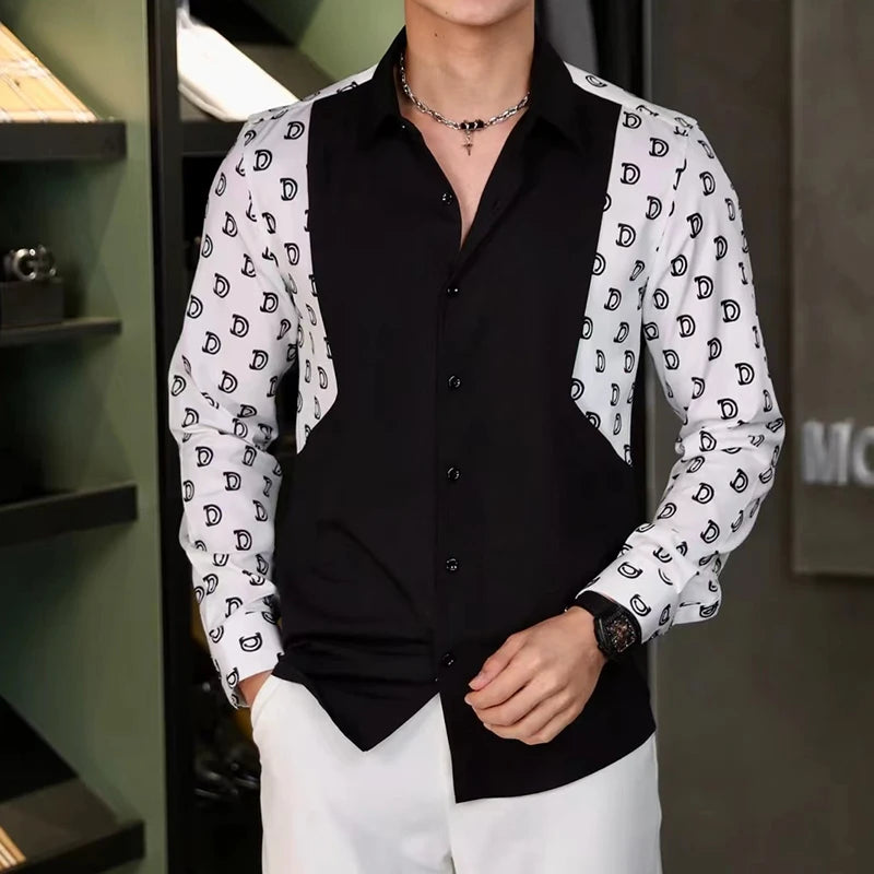 Patchwork Letter Print Shirt