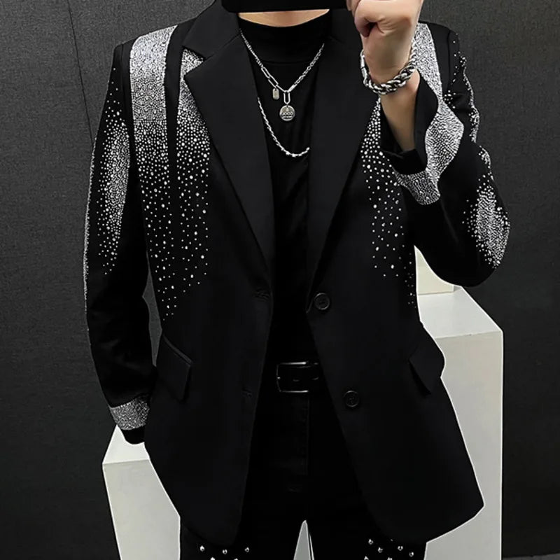 Raining Rhinestone Black Color Blazer – FanFreakz