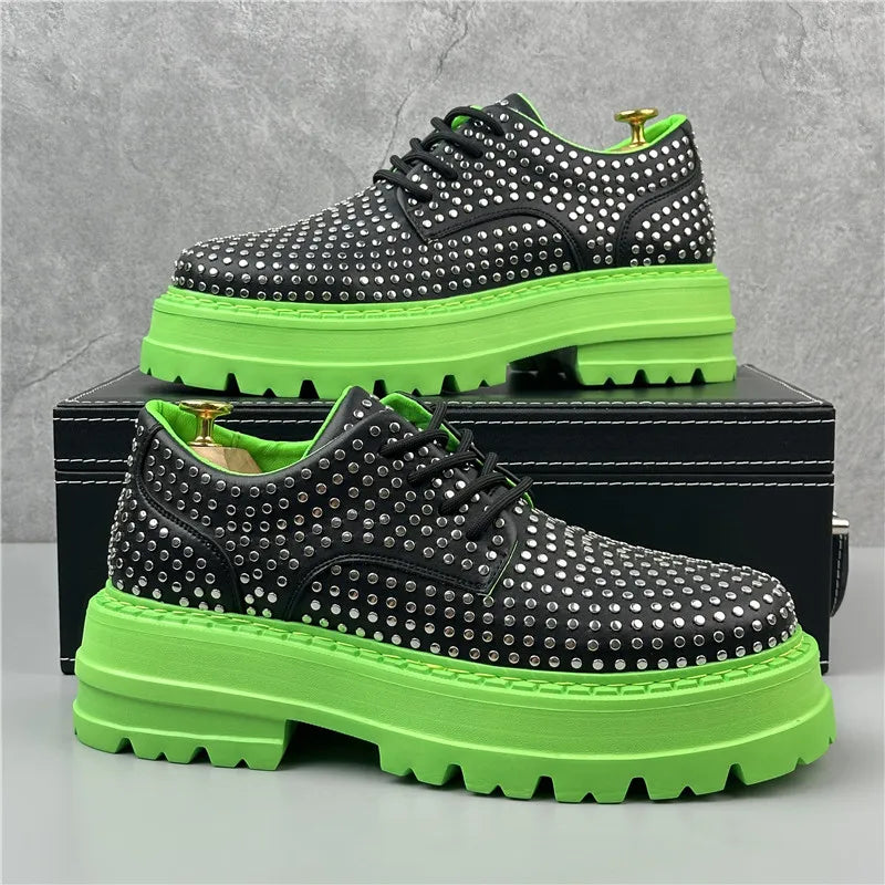 Rivets Decor Platform Lace-Up Sneakers – FanFreakz