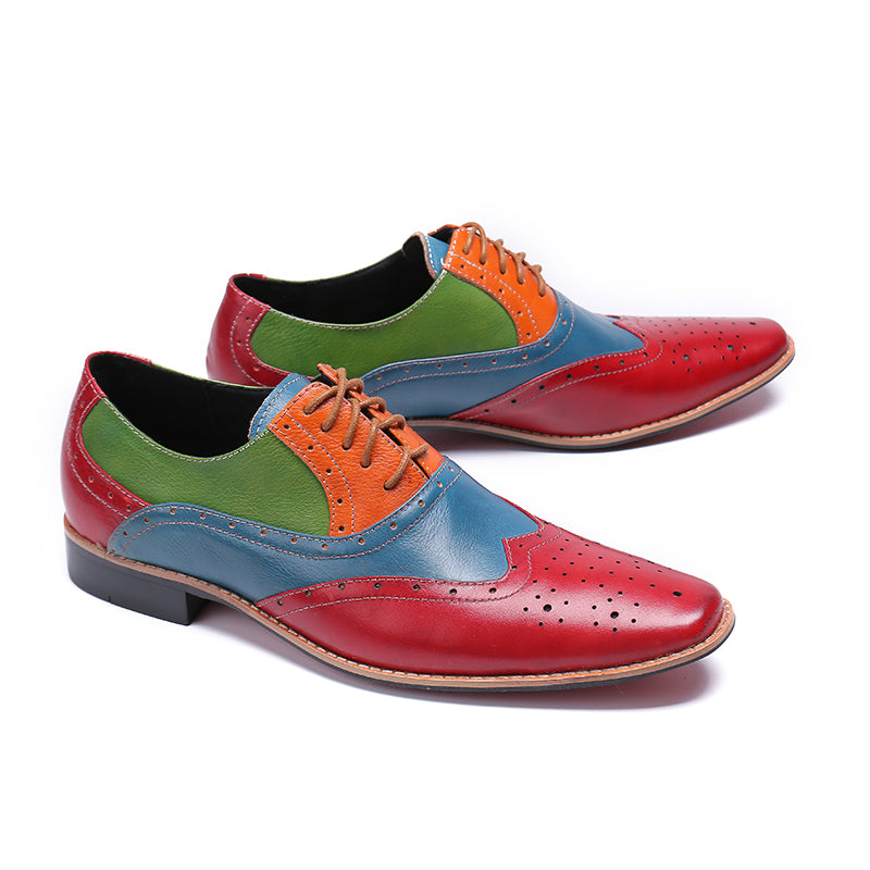 Mixed Multi Colors Men Perforated Oxford Shoes with Wingtip – FanFreakz