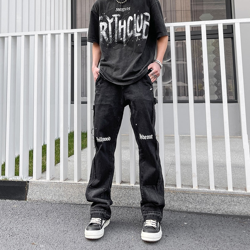 Classic Spliced Graffiti Denim Jeans – FanFreakz