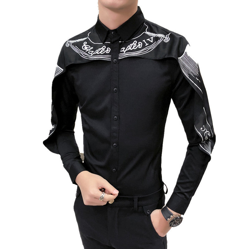 Arm and Upper Chest Details Men Slim Fit Dress Shirts
